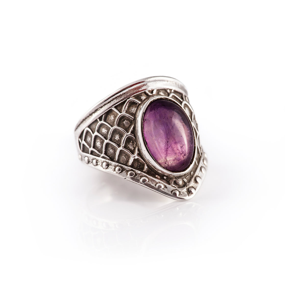 Amethyst Dragon Scale Shield Ring | Alex Streeter