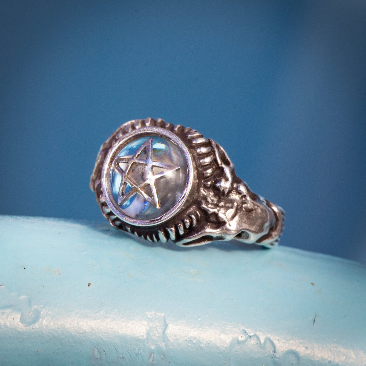 Sky Blue Baby Devil Heart Ring | Alex Streeter