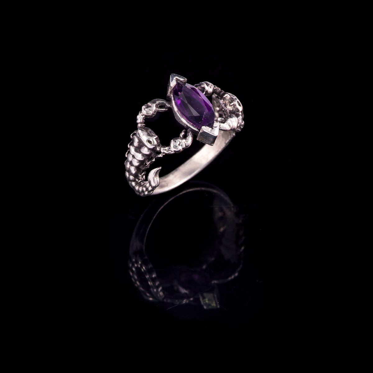 Amethyst Marquise Scorpion Ring | Alex Streeter