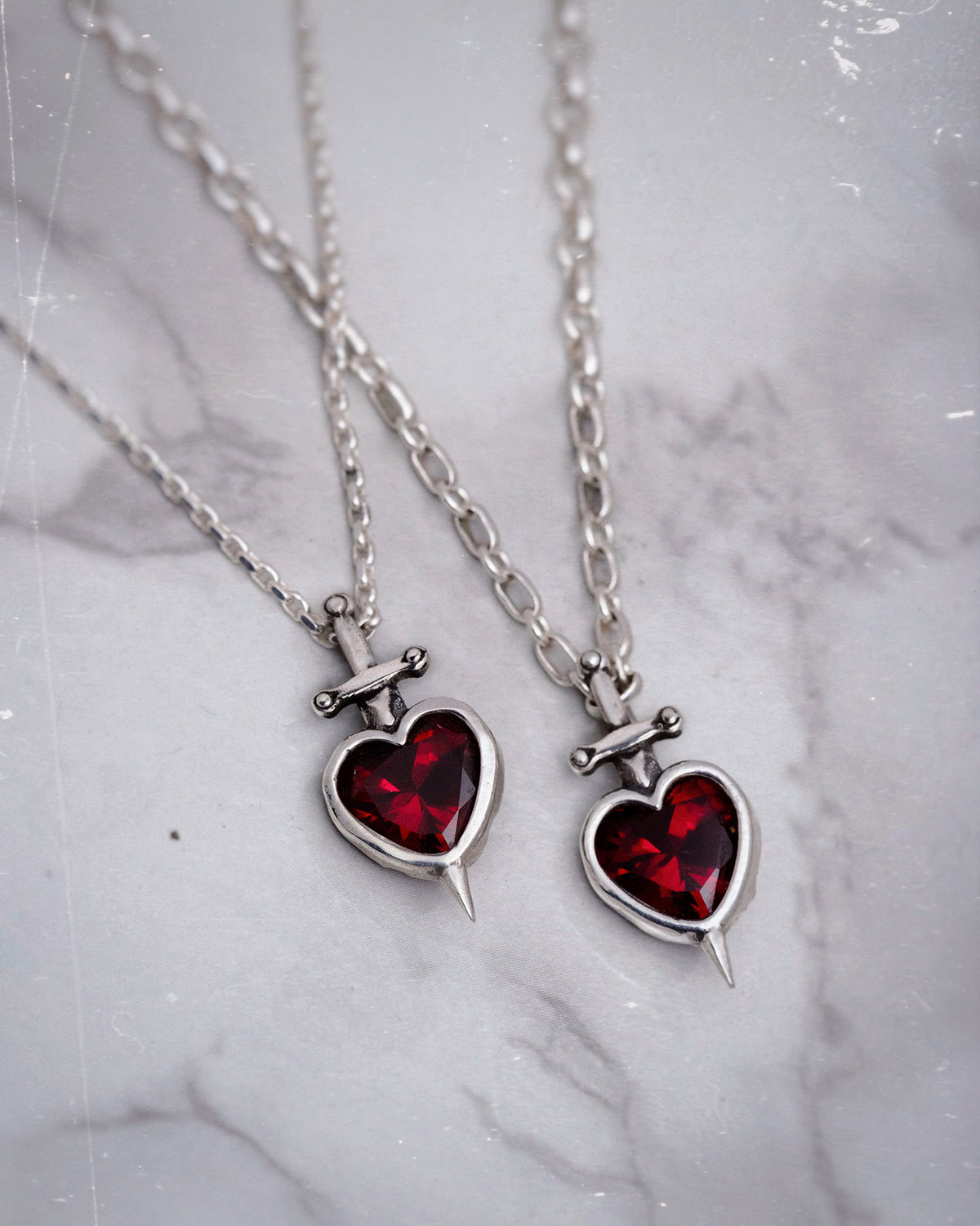 Ruby Sword-Pierced Heart Necklace | Alex Streeter