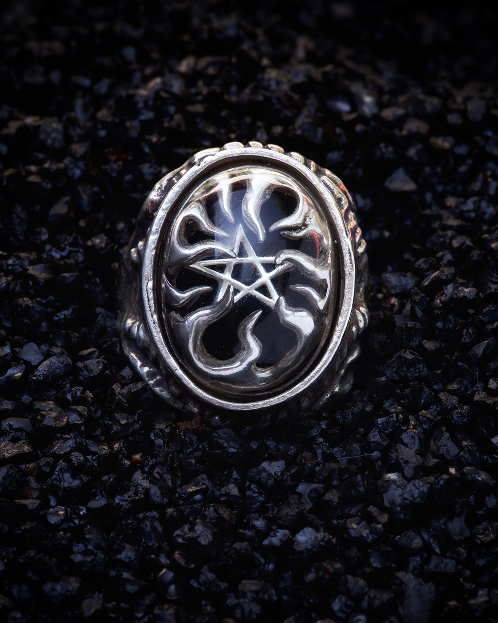 Black Ring of Fire Angel Heart Ring | Alex Streeter