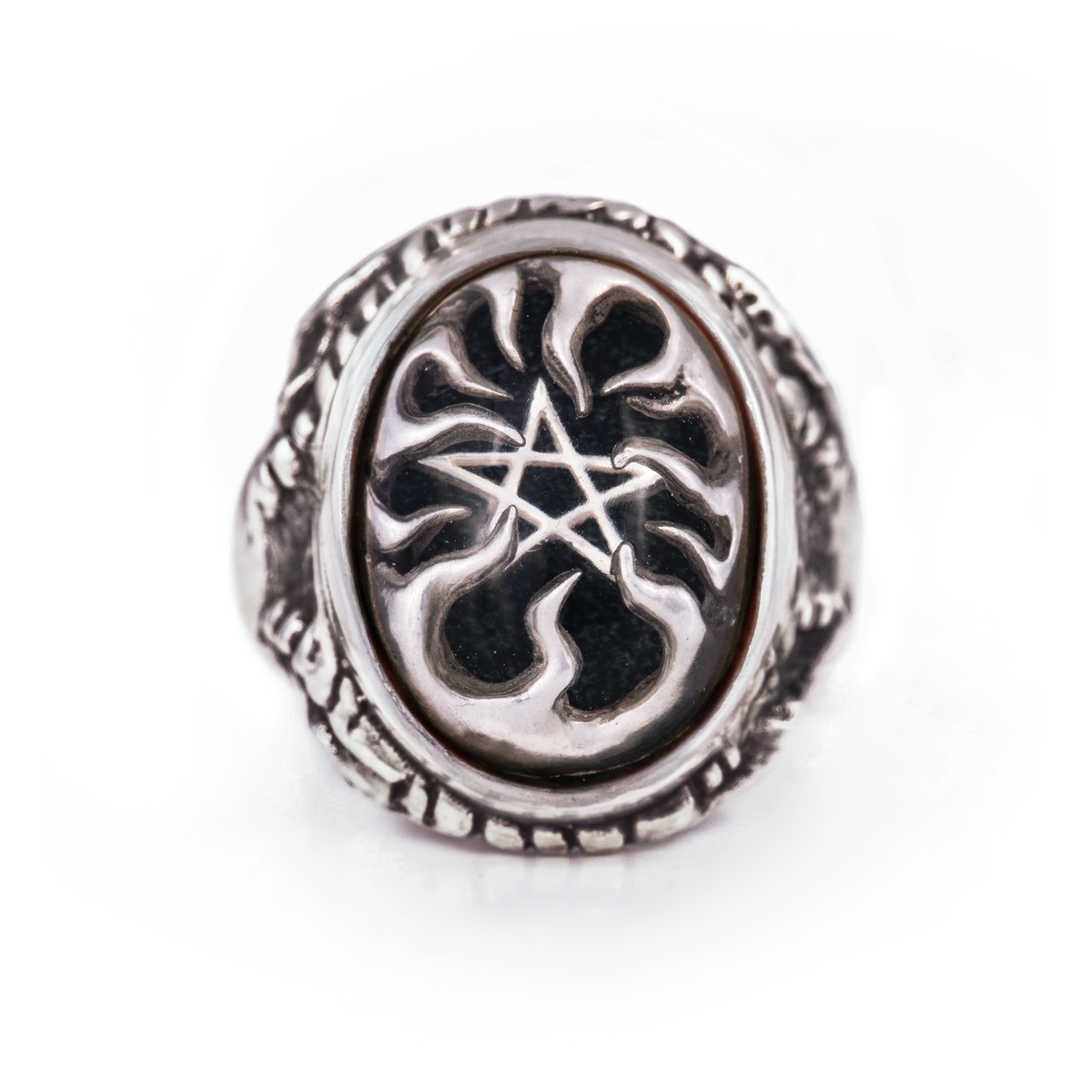 Black Ring of Fire Angel Heart Ring | Alex Streeter
