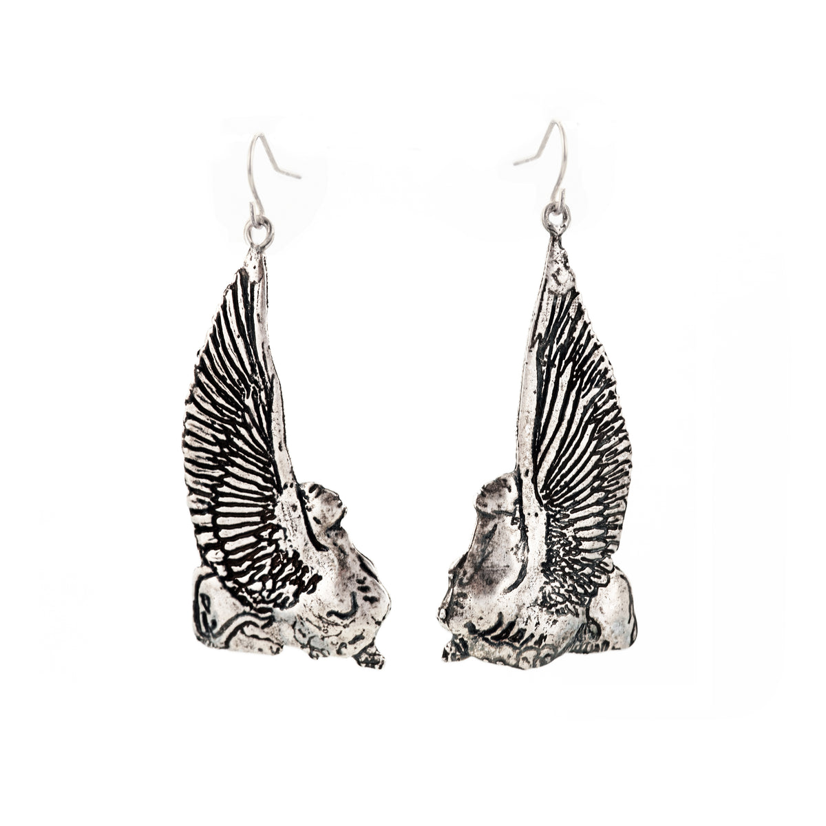 Silver-Plated Sphinx Earrings | Alex Streeter