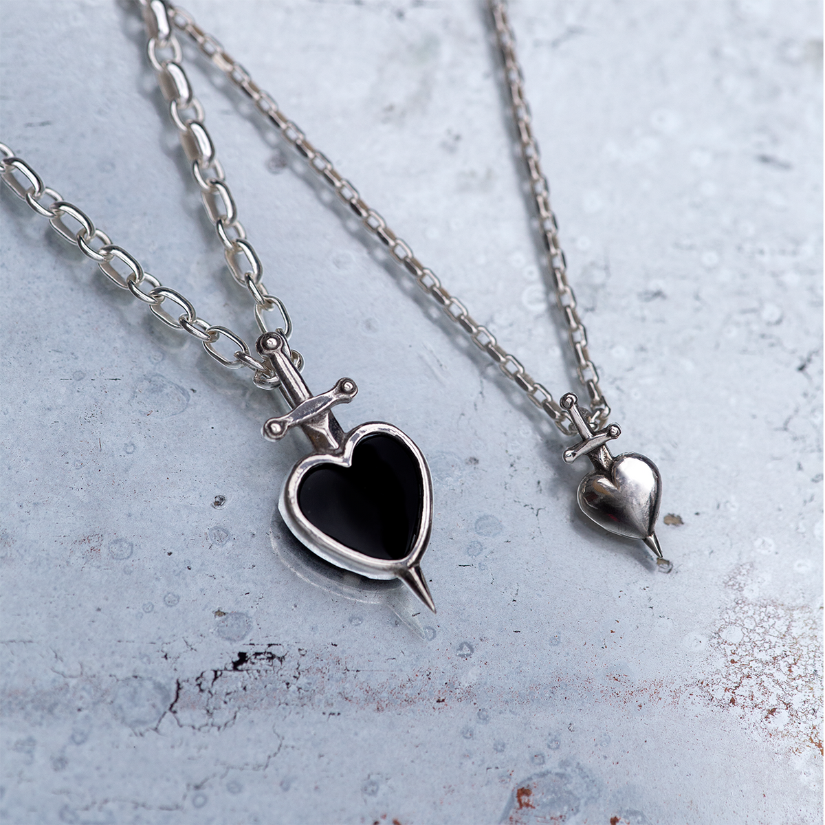 Little Sword-Pierced Heart Charm Necklace | Alex Streeter